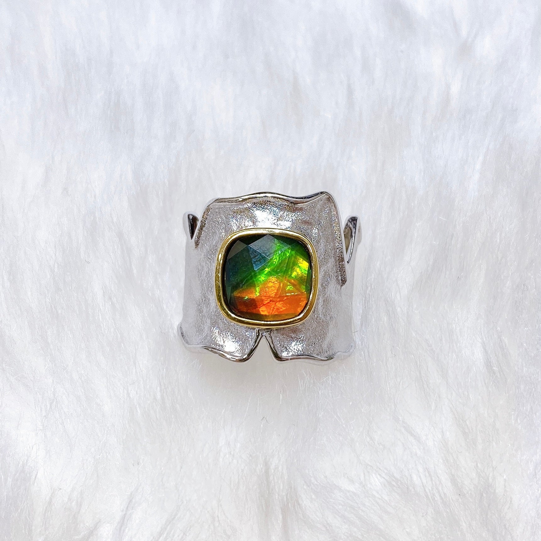 Ammolite Ring Sterling Silver TAYLOR Ring – Ammolite Museum